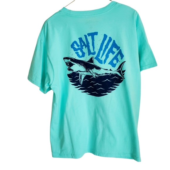 Salt Life | Tops | Salt Life Teal Blue Shark Brand Graphic Tshirt Size ...